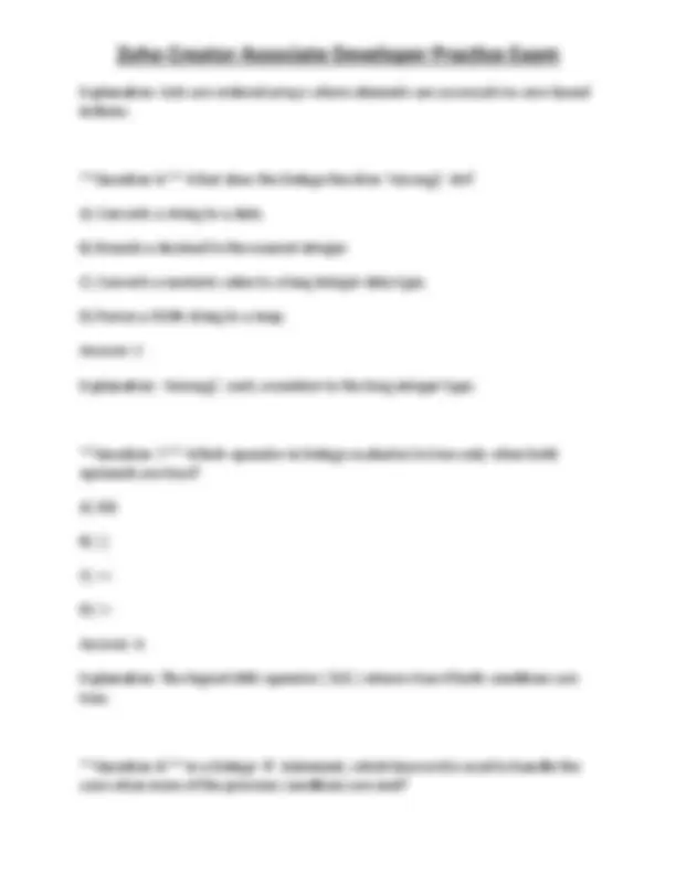 Zoho Creator Associate Developer Practice Exam | Exams Technology | Docsity