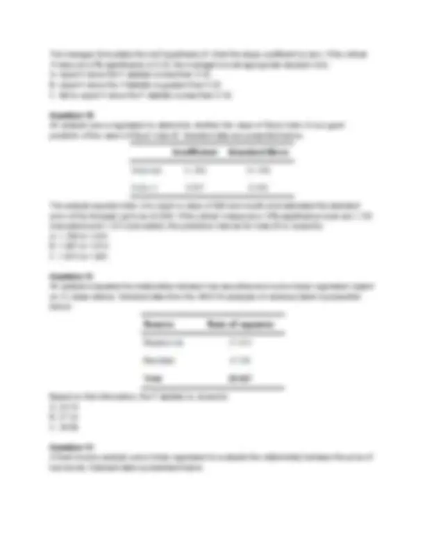 Simple Linear Regression | Quizzes Quantitative Techniques | Docsity