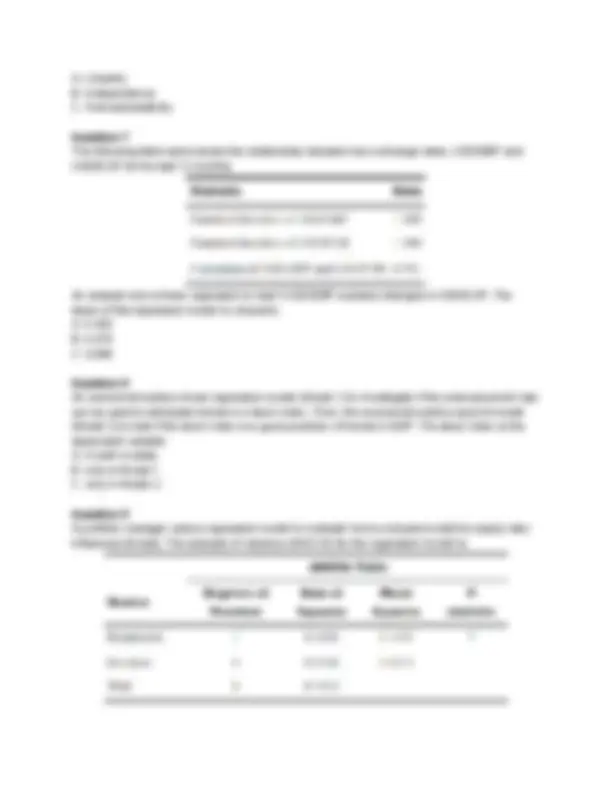 Simple Linear Regression | Quizzes Quantitative Techniques | Docsity