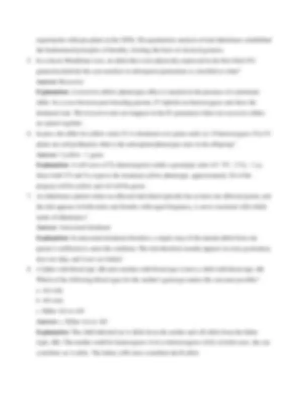 BSC 1005 Genetics Exam Review: FSU Study Guide with Practice Questions ...