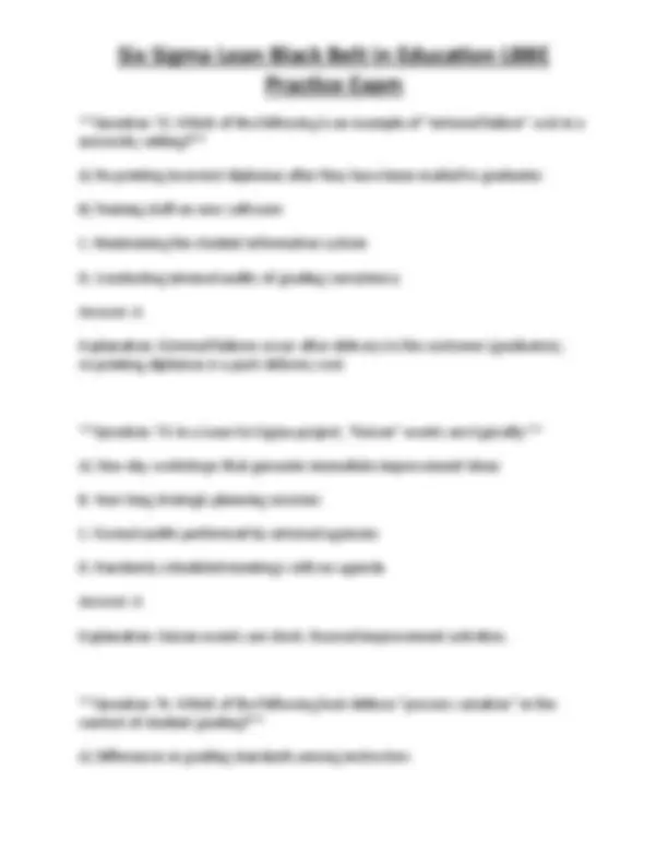 Six Sigma Lean Black Belt in Education LBBE Practice Exam | Exams ...