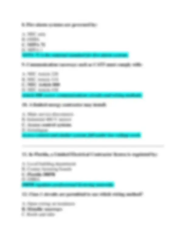 Florida Limited Electrical Contractor Exam Questions And Correct ...