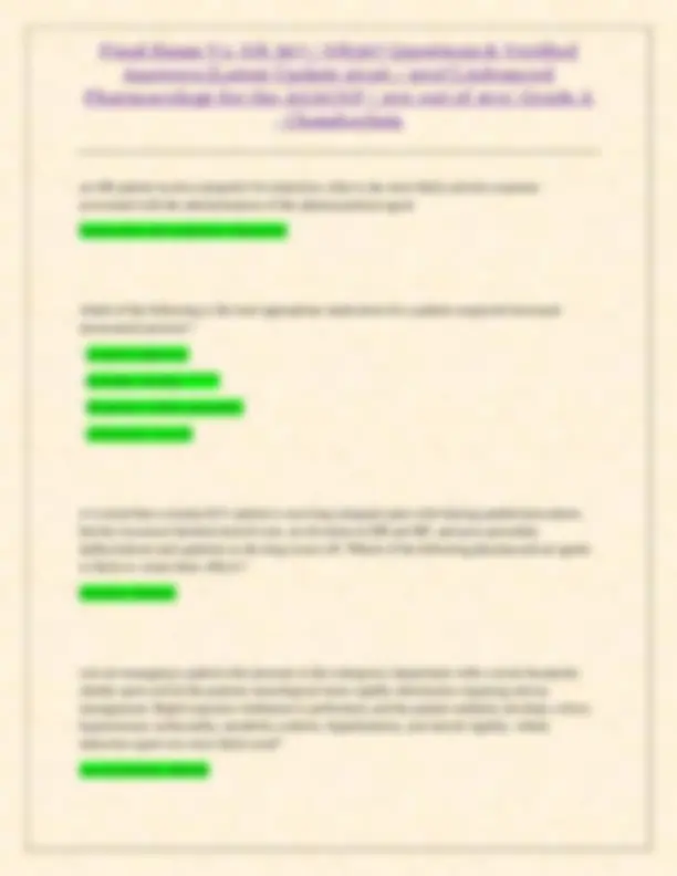 Advanced Pharmacology Final Exam Questions and Answers for AGACNP ...
