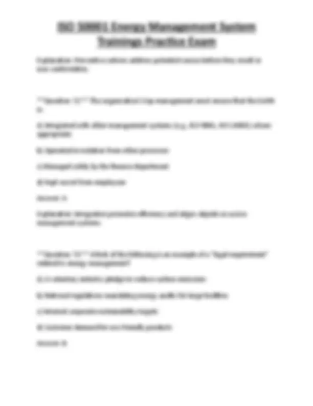 ISO 50001 Energy Management System Trainings Practice Exam | Exams ...