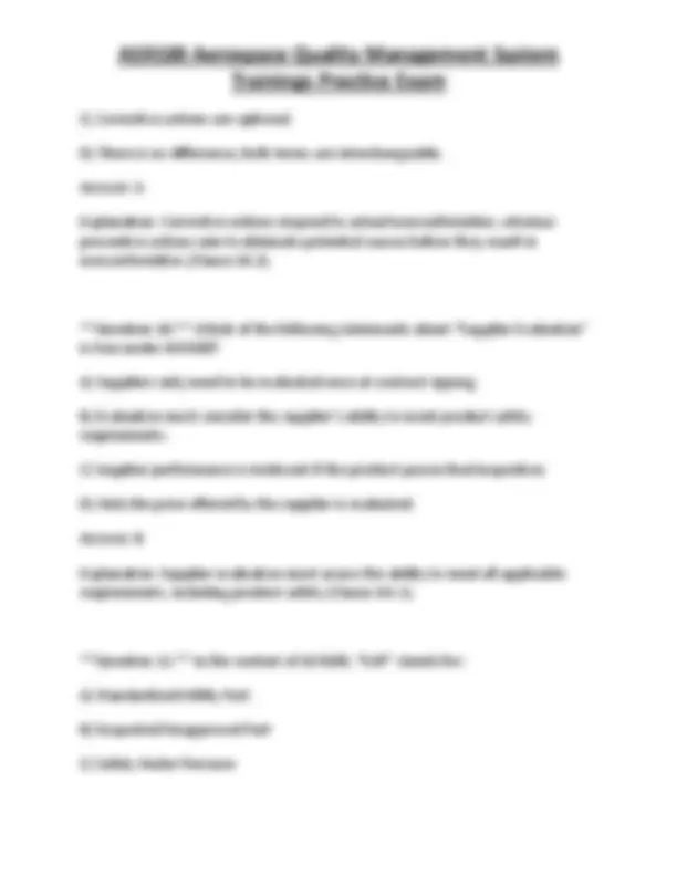 AS9100 Aerospace Quality Management System Practice Exam | Exams ...