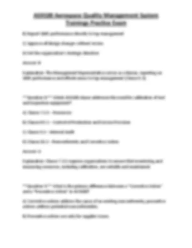 AS9100 Aerospace Quality Management System Practice Exam | Exams ...
