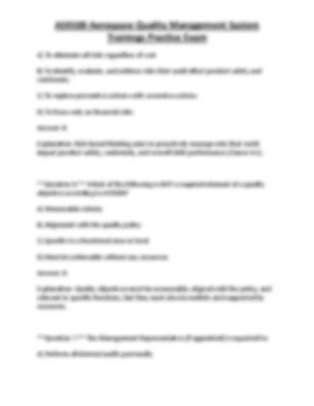 AS9100 Aerospace Quality Management System Practice Exam | Exams ...