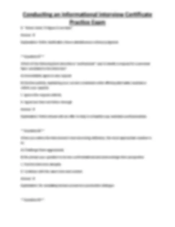 Conducting an Informational Interview Certificate Practice Exam | Exams ...