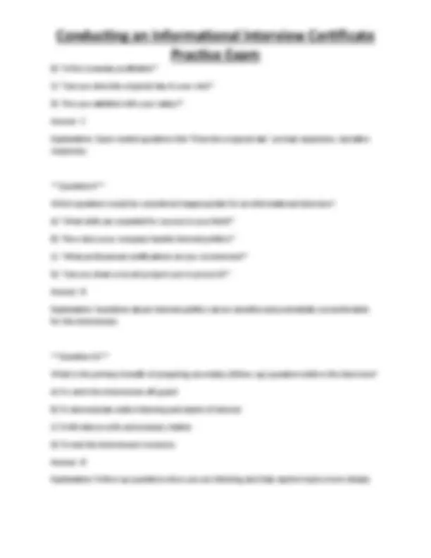 Conducting an Informational Interview Certificate Practice Exam | Exams ...