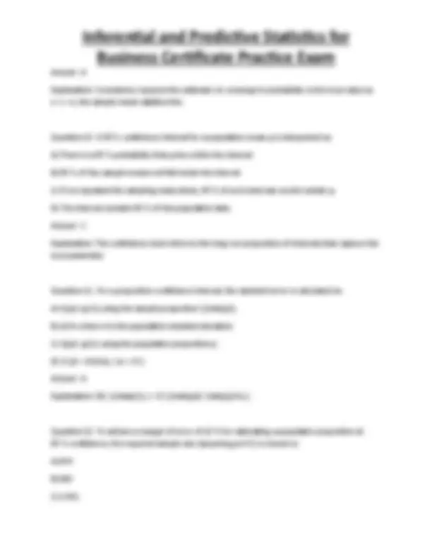 Inferential and Predictive Statistics for Business Certificate Practice ...