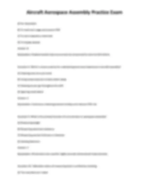 Aircraft Aerospace Assembly Practice Exam | Exams Technology | Docsity