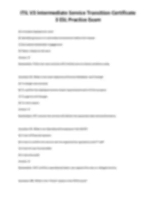 ITIL V3 Intermediate Service Transition Certificate 3 ESL Practice Exam ...