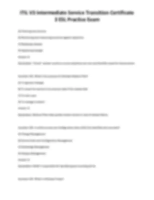 ITIL V3 Intermediate Service Transition Certificate 3 ESL Practice Exam ...