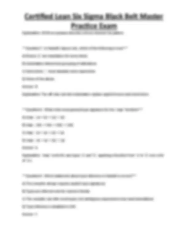 Certified Lean Six Sigma Black Belt Master Practice Exam | Exams ...