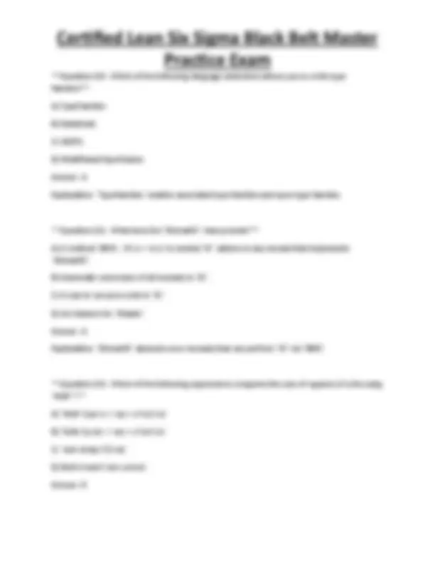 Certified Lean Six Sigma Black Belt Master Practice Exam | Exams ...
