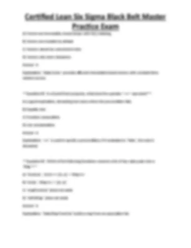Certified Lean Six Sigma Black Belt Master Practice Exam | Exams ...