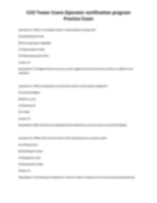 CCO Tower Crane Operator certification program Practice Exam | Exams ...