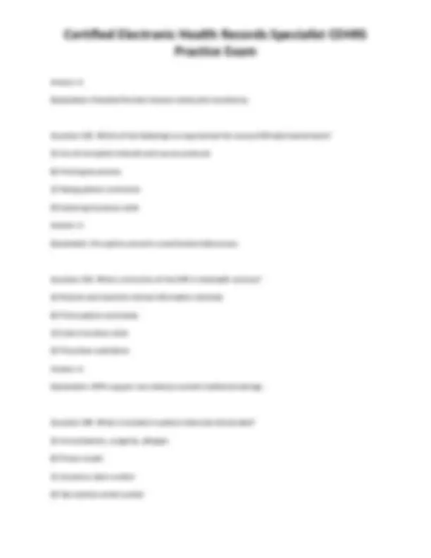 Certified Electronic Health Records Specialist CEHRS Practice Exam ...