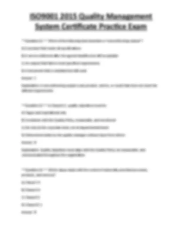 ISO9001 2015 Quality Management System Certificate Practice Exam ...