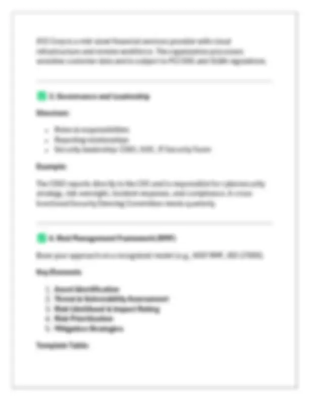WGU D489 DEN1 Task 1: Cybersecurity Management Plan |Latest Update with ...