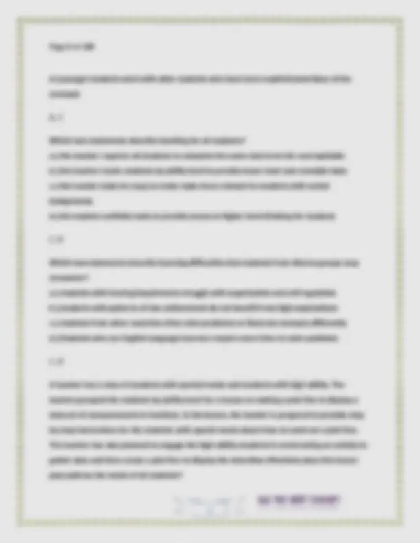 WGU D237 Mathematics Methods and Instruction for Students with Mild or Moderate Exceptiona ...