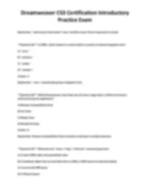 Dreamweaver CS3 Certification Introductory Practice Exam | Exams ...