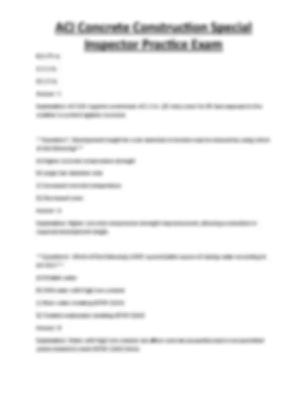 ACI Concrete Construction Special Inspector Practice Exam | Exams ...