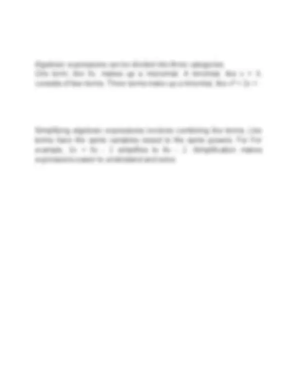 Complete Algebra and Mathematics Notes: Expressions, Linear & Quadratic ...