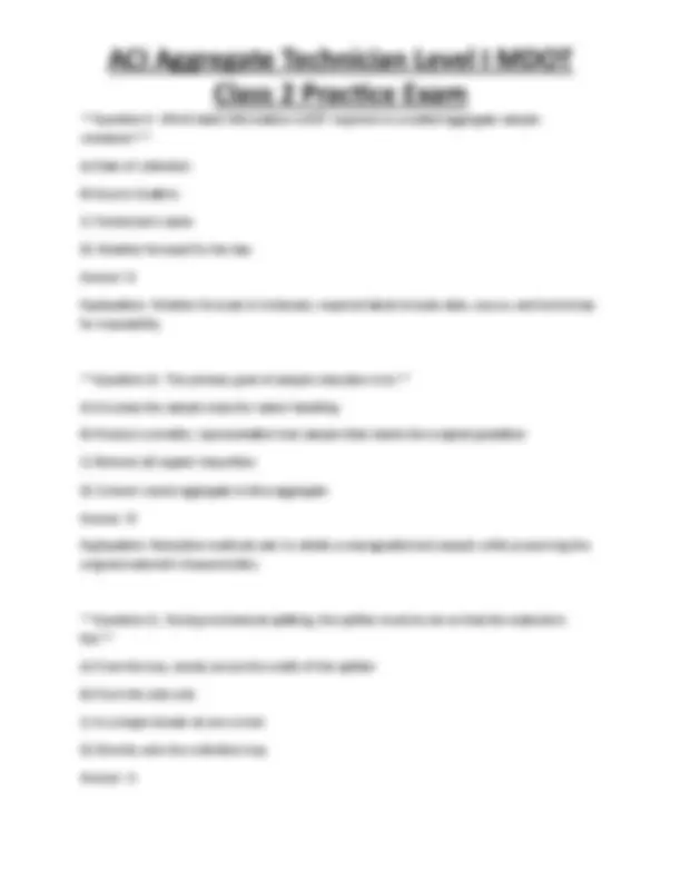 ACI Aggregate Technician Level I MDOT Class 2 Practice Exam | Exams ...