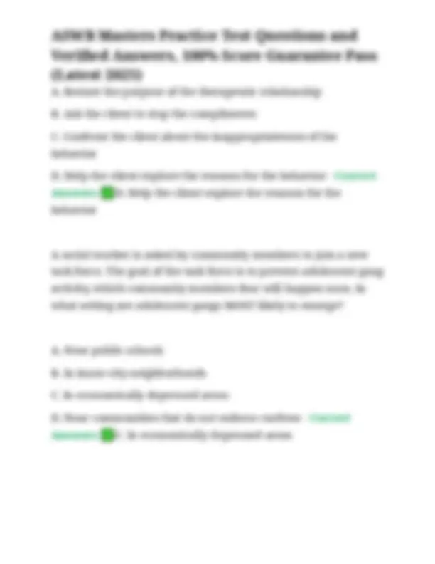 ASWB Masters Exam Practice Questions with Verified Answers (2025 ...