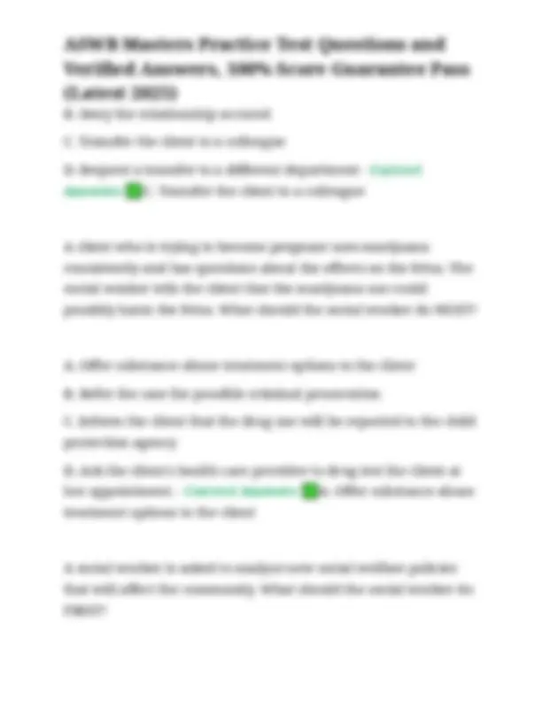ASWB Masters Exam Practice Questions with Verified Answers (2025 ...