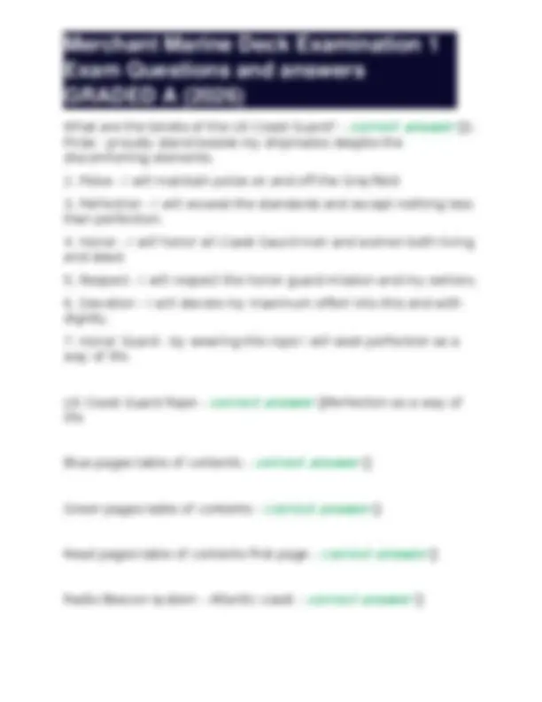 Merchant Marine Deck Examination 1 Exam Questions and answers GRADED A ...