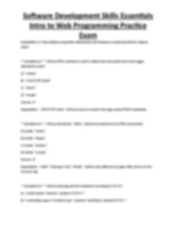 Software Development Skills Essentials Intro to Web Programming Practice Exam | Exams Technology ...