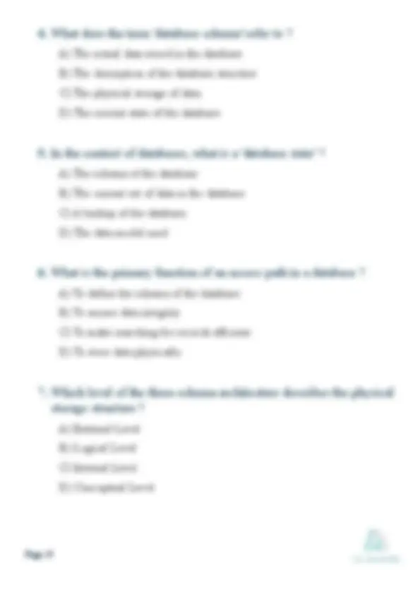 Databases courses 011 | Schémas Informations et informatique | Docsity