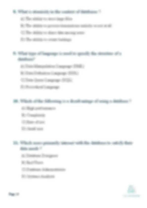 Databases courses 011 | Schémas Informations et informatique | Docsity