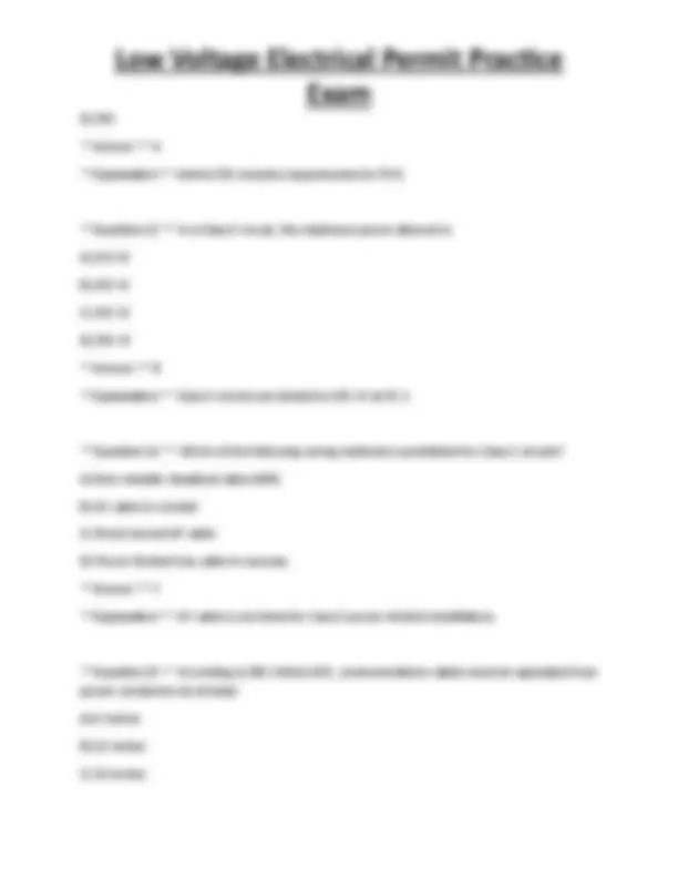 Low Voltage Electrical Permit Practice Exam | Exams Technology | Docsity