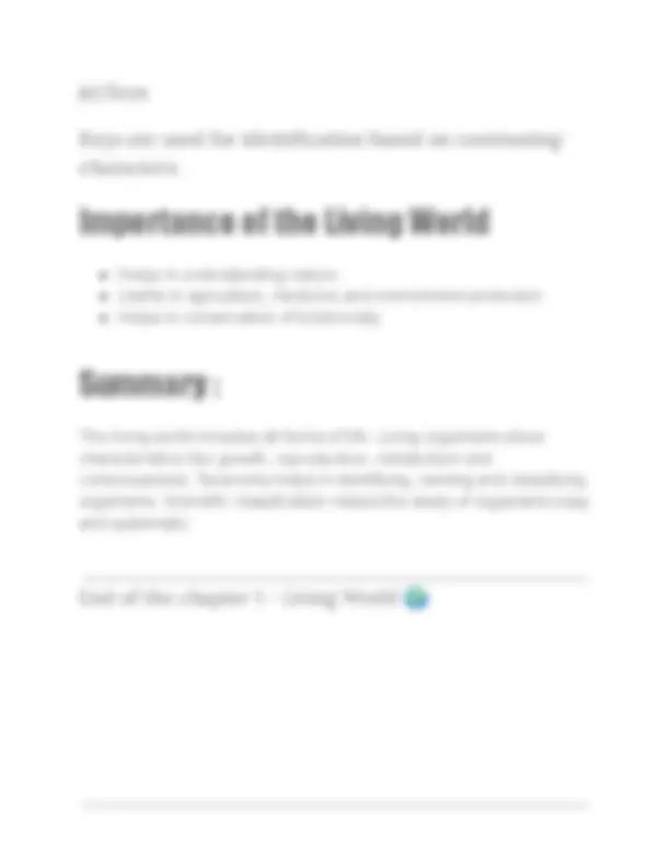 CLASS 11 BIOLOGY REVISION NOTES LIVING WORLD | Cheat Sheet Biology ...