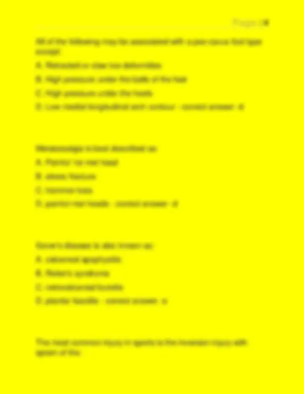 PEDORTHIC CERTIFICATE PROGRAM | PRACTICE EXAM | FOOT PATHOLOGIES ...