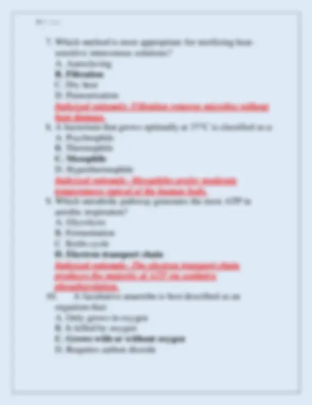 MICROBIOLOGY EXAM 1 MCGRAW HILL 100 QUESTIONS AND CORRECT DETAILED ...