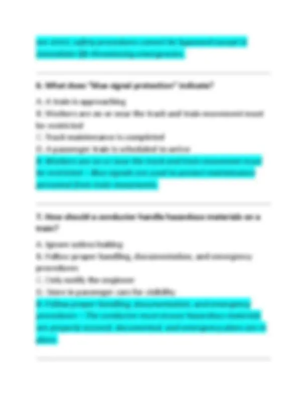 Railroad Conductor Safety & Operations Exam Practice Questions with ...