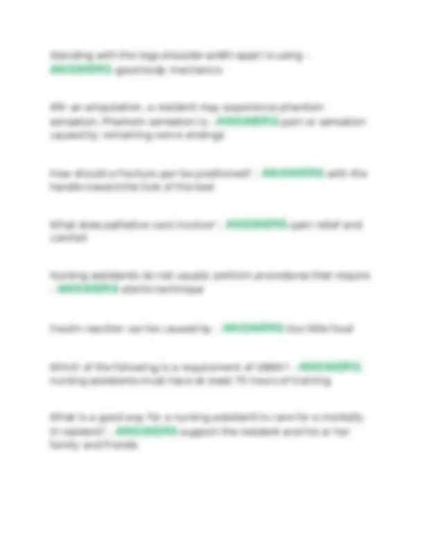 CNA final exam review 100 questions | Exams Nursing | Docsity