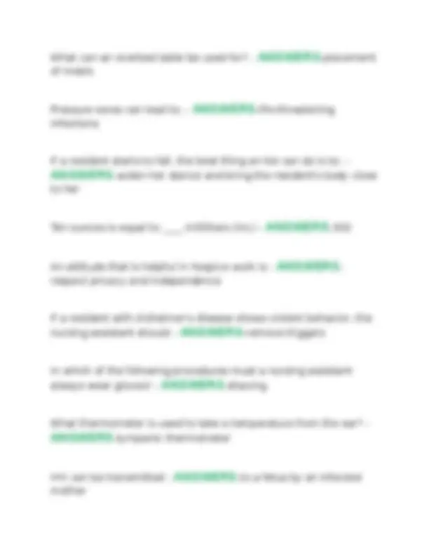CNA final exam review 100 questions | Exams Nursing | Docsity