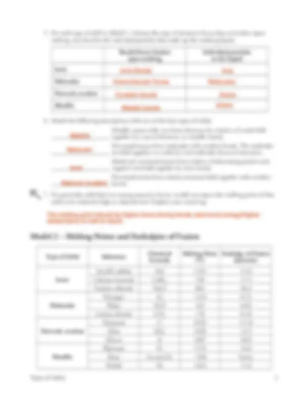 11 Types of Solids PDF Answer Key | Exercises Chemistry | Docsity