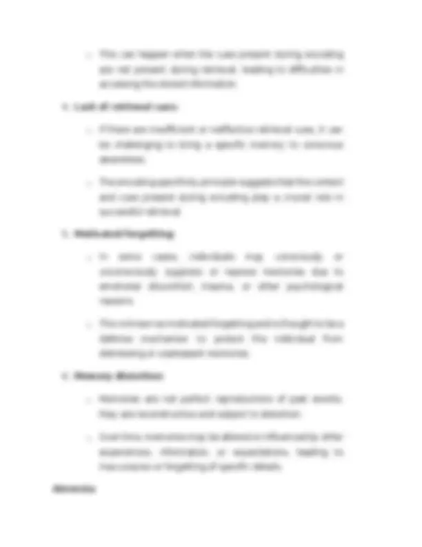 psychological of memory | Study notes Psychology | Docsity