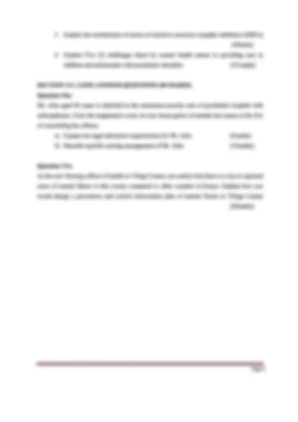 Mental Health and Psychiatric Nursing question paper with answers for ...