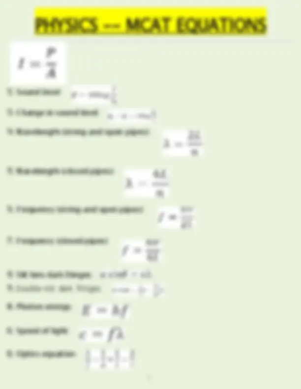 Physics MCAT Equations Sheet – Complete Formulas|2026 (GRADED A+ ...