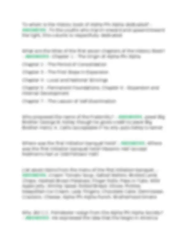 Alpha Phi Alpha Fraternity: Test 3 IMDP Questions and Answers, Exams of ...