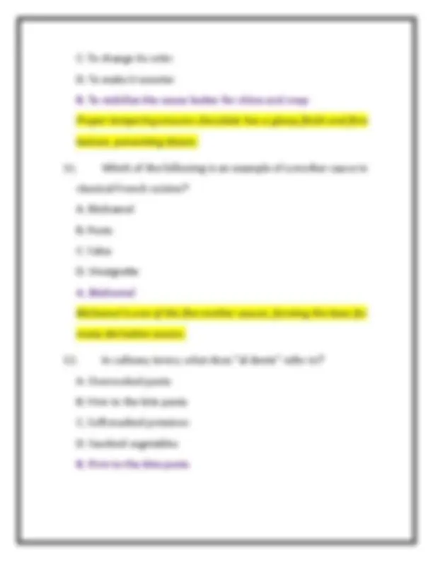 Virginia Culinary Arts Instructor Exam Questions With Correct Answers ...