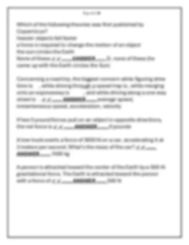 PHYS 107 FINAL EXAM 2026 QUESTION AND ANSWER | Exams Physics | Docsity