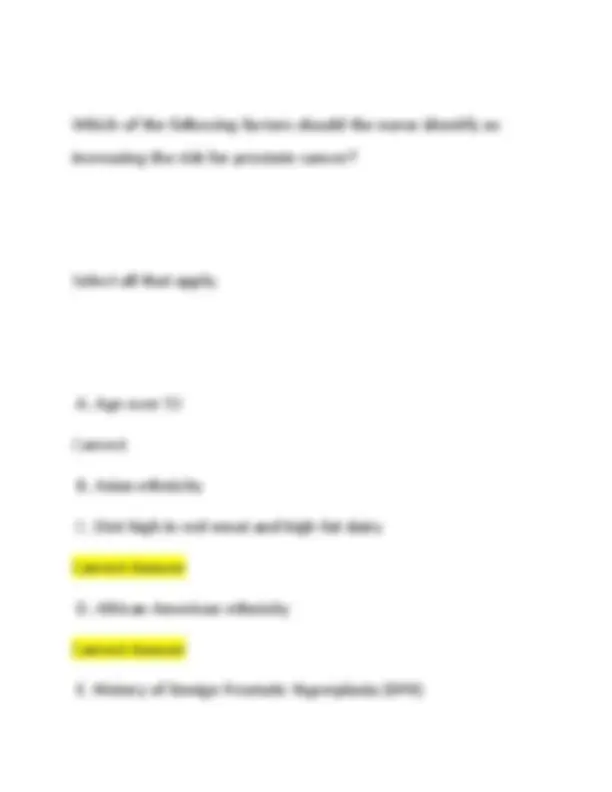CANCER AND ONCOLOGY NURSING: PROSTATE CANCER NCLEX 2026 EXAM | Exams ...